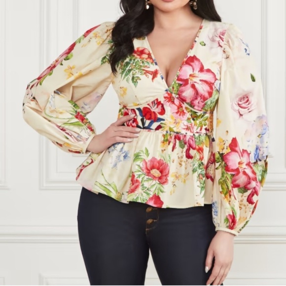 Guess by Marciano | Tops | Nwt Marciano By Guess Mira Floral Peplum Top ...
